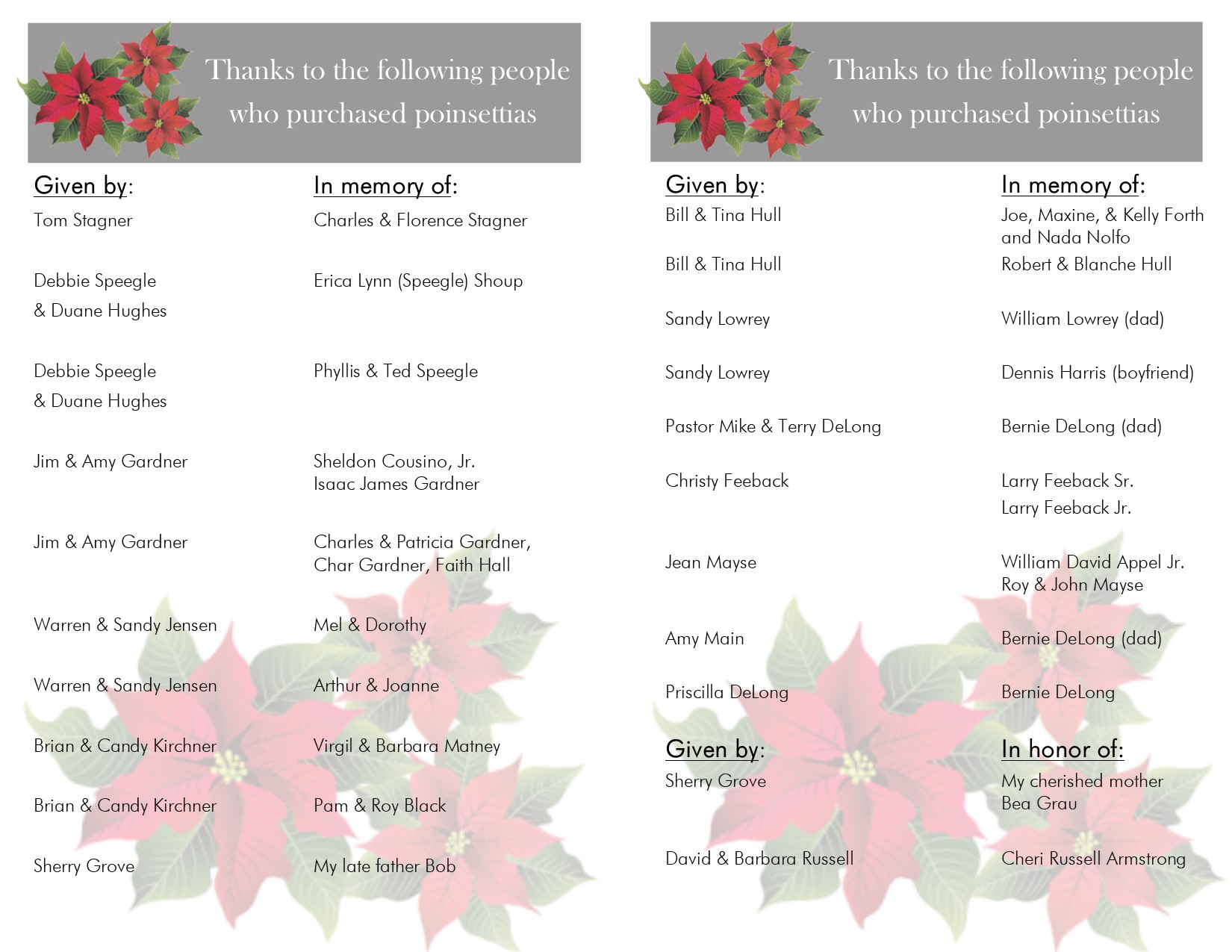 Poinsettias given in memory and honor of loved ones | CrossPoint ...